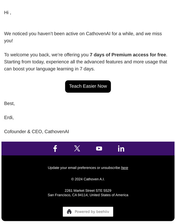 Cathoven AI: We Miss You! Enjoy 7 Days of Premium on Us | Milled