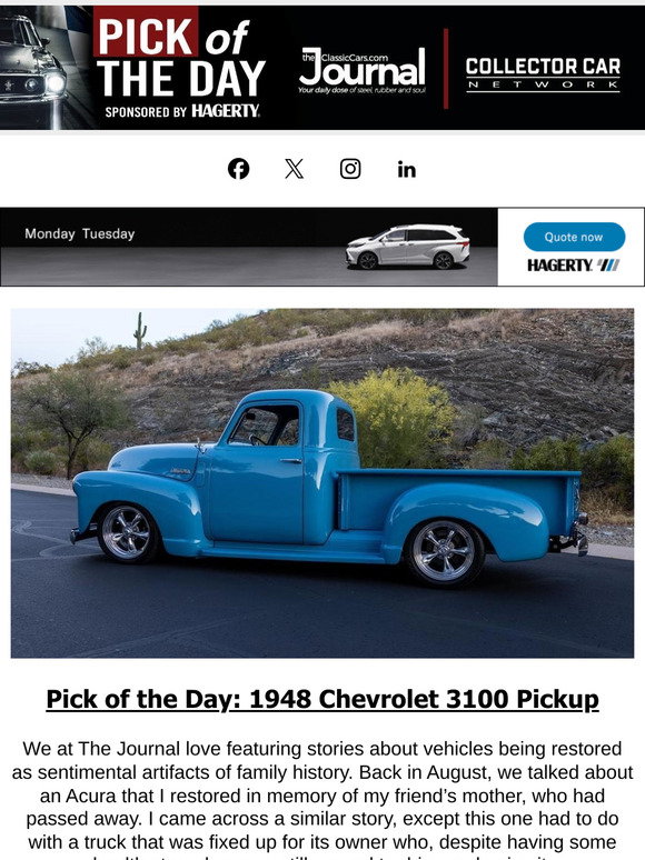 ClassicCars: Pick of the Day: 1948 Chevrolet 3100 Pickup | Milled