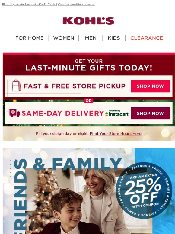 Kohl's: It's not too late! Take 25% off & cross the holiday finish line ...