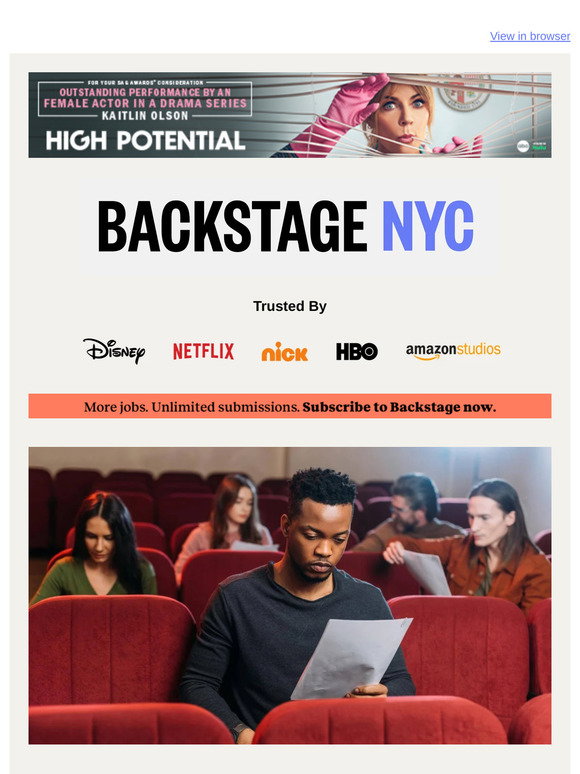 Backstage: 8 Gigs to Kick-Start Your Acting Career | Milled