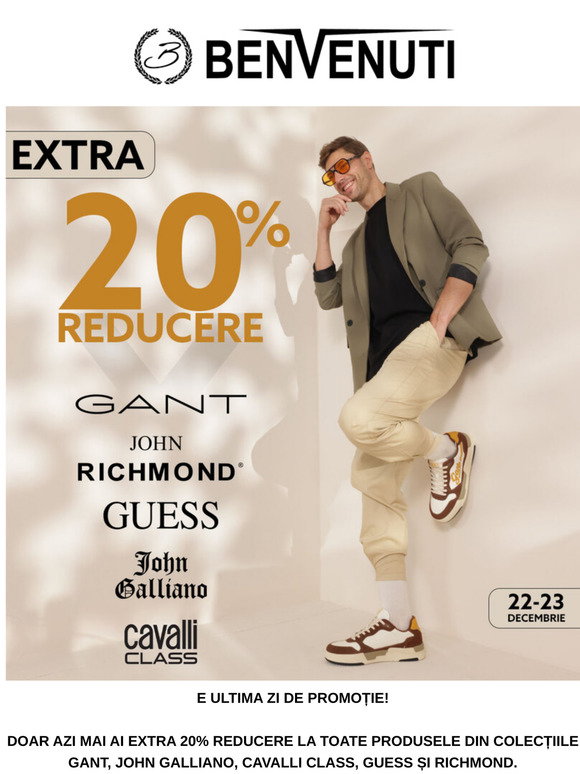 Benvenuti: ULTIMELE ORE cu Extra 20% REDUCERE la colecțiile Gant ...