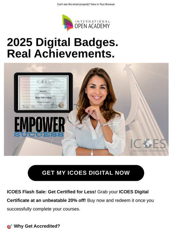 International Open Academy: 🥅 Certification Goals for 2025 = 20% Off ICOES Digital! | Milled
