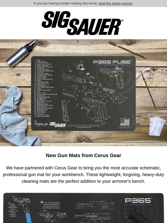 SIG SAUER: NEW: Cerus Gear Gun Mats for P365-FUSE, P320-XFIVE LEGION ...