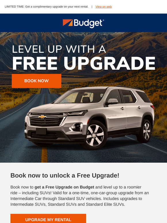 Budget Rent-a-Car: Level up with a Free Upgrade – including SUVs! | Milled