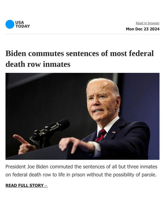 USA TODAY: Breaking: President Biden commutes sentences of most federal ...