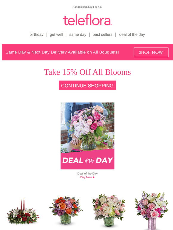 Teleflora: Valued Customer, Don't Miss Out! Take 15% Off 💐 | Milled
