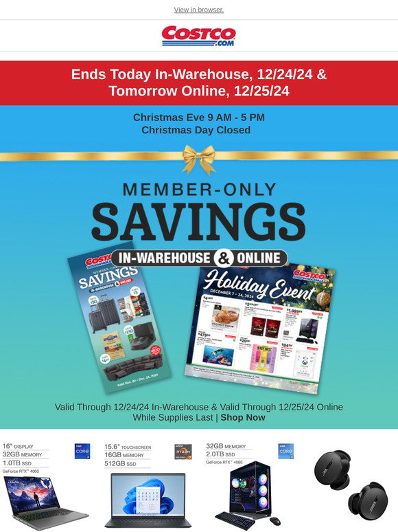 Costco: Member-Only Savings End Today, 12/24 In-Warehouse | Milled