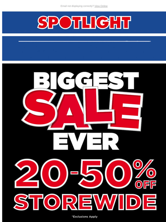 Spotlight: BIGGEST SALE EVER Starts Today! MASSIVE 20-50% Off Storewide ...