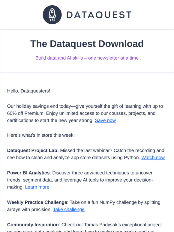 Dataquest: Inside: 3 Power BI Tips + 1 Python Project | Milled