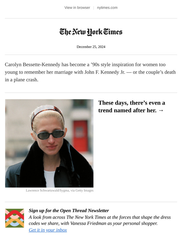 The New York Times Store: Carolyn Bessette-Kennedy posthumously sets a ...