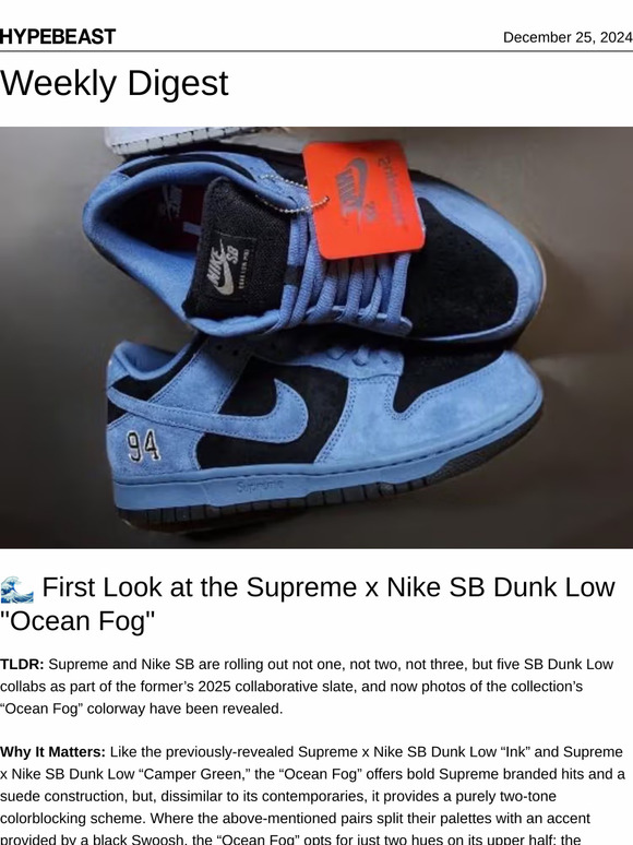 Hypebeast: A Sneak Peek of Supreme's Latest SB Dunk Low Colorway 👀 | Milled