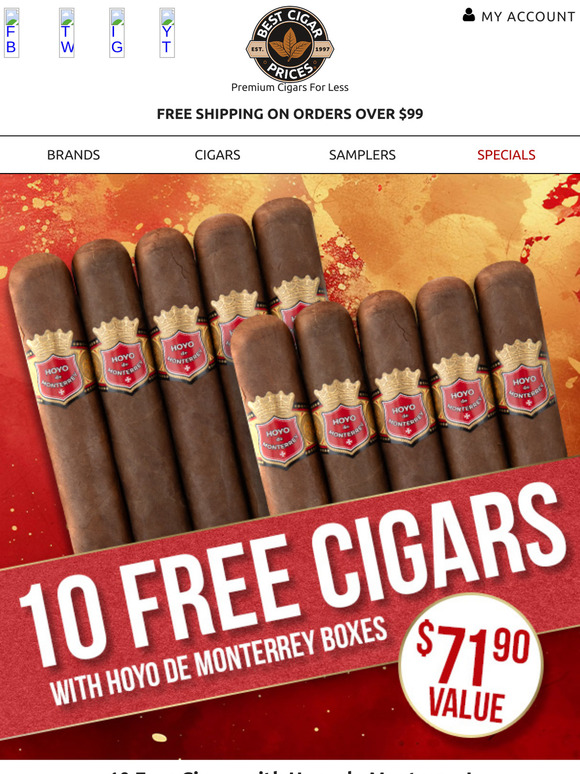 Best Cigar Prices: 🗡️ 10 Free Cigars with Hoyo de Monterrey ️ | Milled
