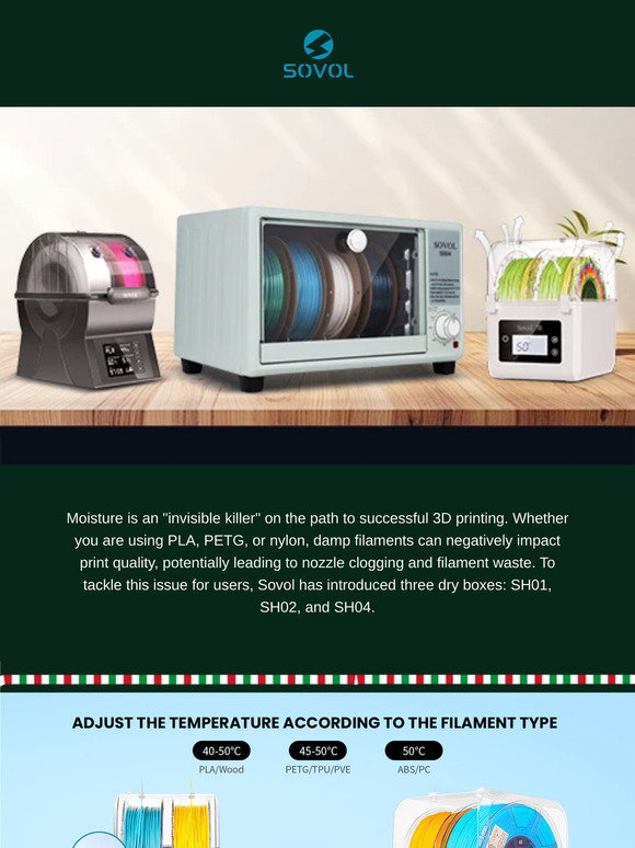 Sovol: 🕵️‍♀️Discover Our Range of filament Dryer Boxes | Milled