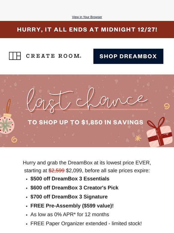 Create Room: REMINDER: Sale Ending Soon! ⏰ | Milled