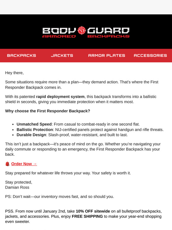 Bodyguard Armored Backpacks: Ready for Anything: The First Responder ...