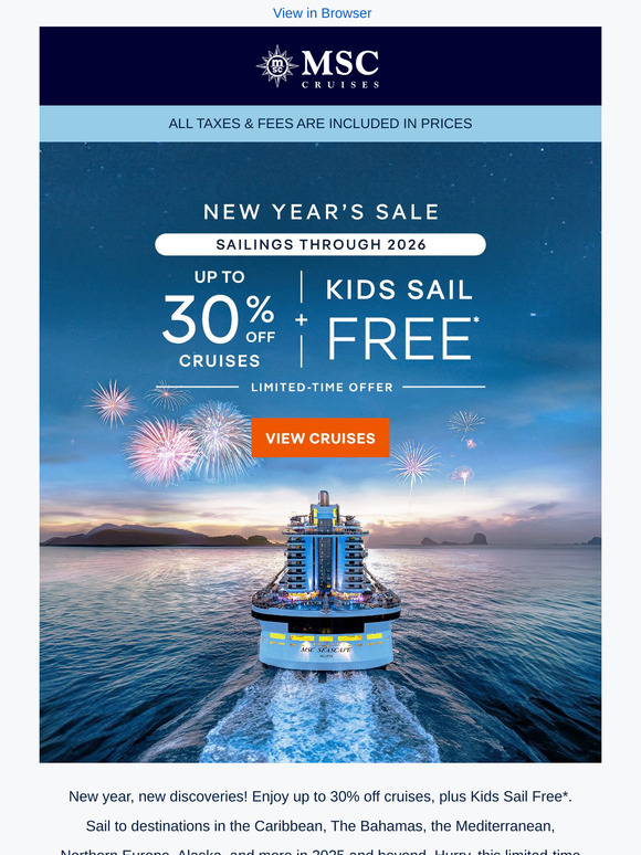 MSC Cruises: Celebrate the New Year With up to 30% off Cruises! | Milled