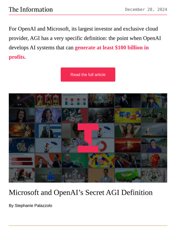 The Information: Microsoft and OpenAI’s Secret AGI Definition | Milled