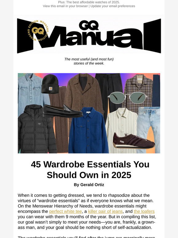 GQ: 45 Wardrobe Essentials You Should Own in 2025 | Milled