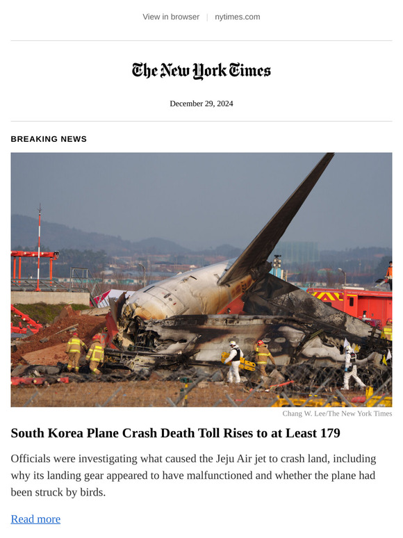 The New York Times Store: Breaking news: South Korea plane crash death toll rises to 179 | Milled