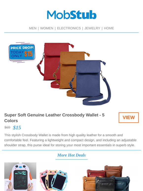 MobStub: 100% Genuine Leather | Crossbody Wallet in 5 Colors | $15 ...