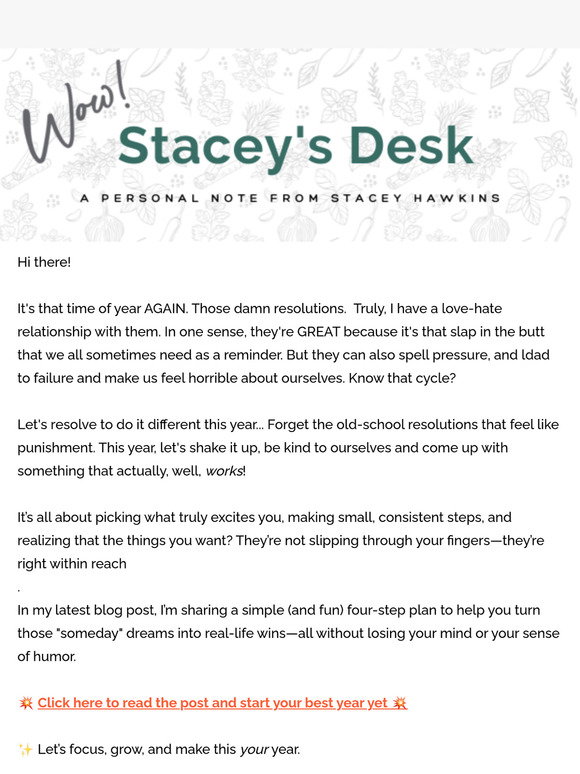 Stacey Hawkins: 🥳 New Year, New Focus | Milled