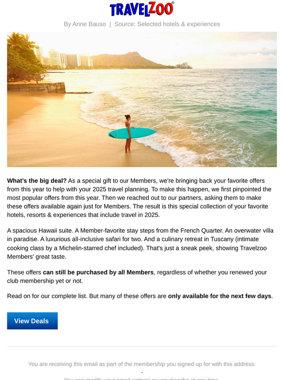 Travelzoo: They're back—Your favorite offers for 2025 travel | Milled