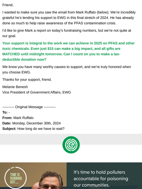 Environmental Working Group: FW: Mark Ruffalo – can you take a minute ...