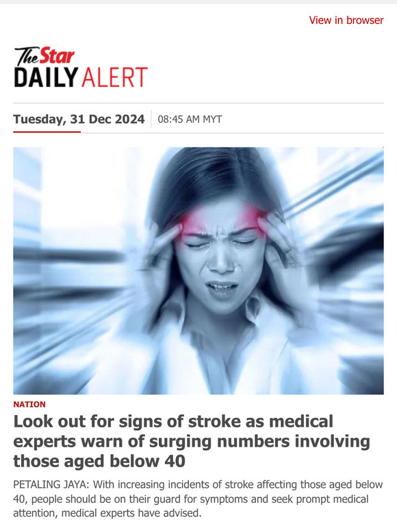 The Star: Look out for signs of stroke as medical experts warn of ...