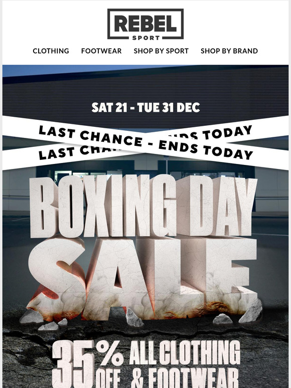 Rebel Sport: LAST CHANCE! Our BIGGEST EVER Boxing Day | Milled