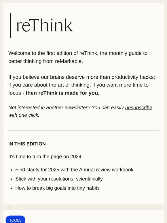 reMarkable: reThink: Your annual review | Milled