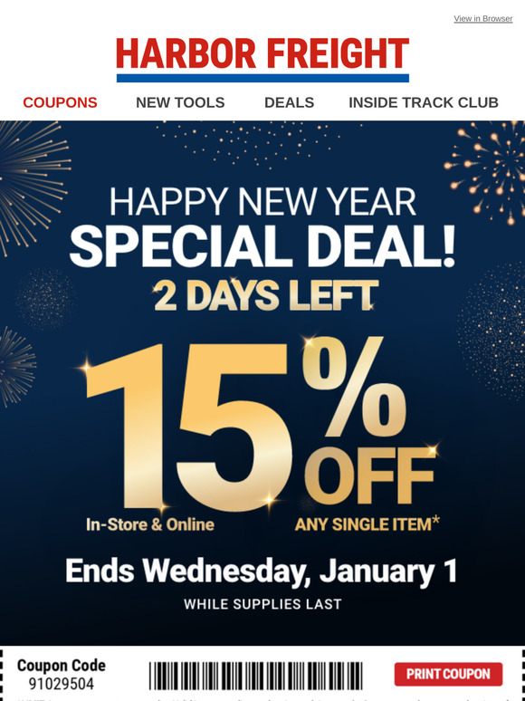 Harbor freight new years hours store