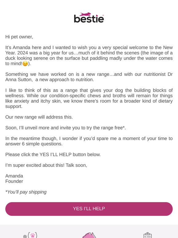 Bestie Health: Welcome to the New Year! And get ready for something new ...