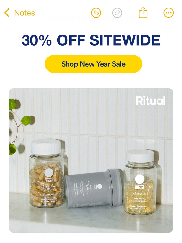 Ritual Email Newsletters: Shop Sales, Discounts, and Coupon Codes