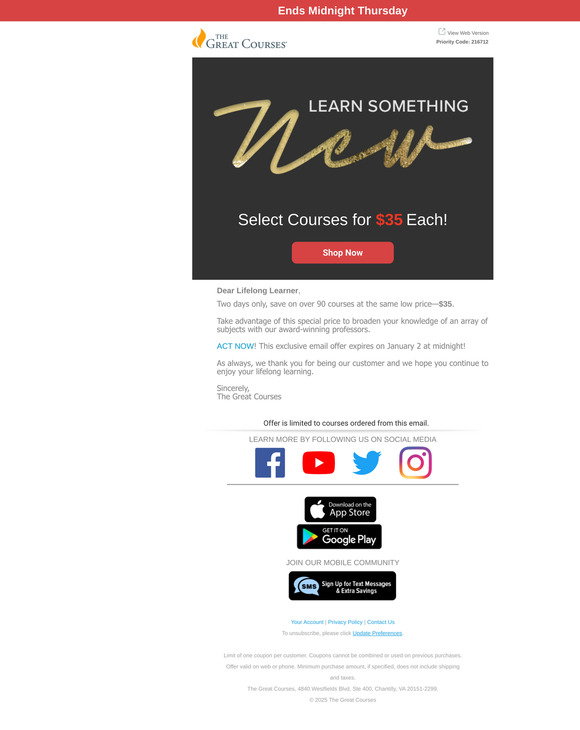 The Great Courses: Start 2025 with Learning Something New - Courses $35 ...