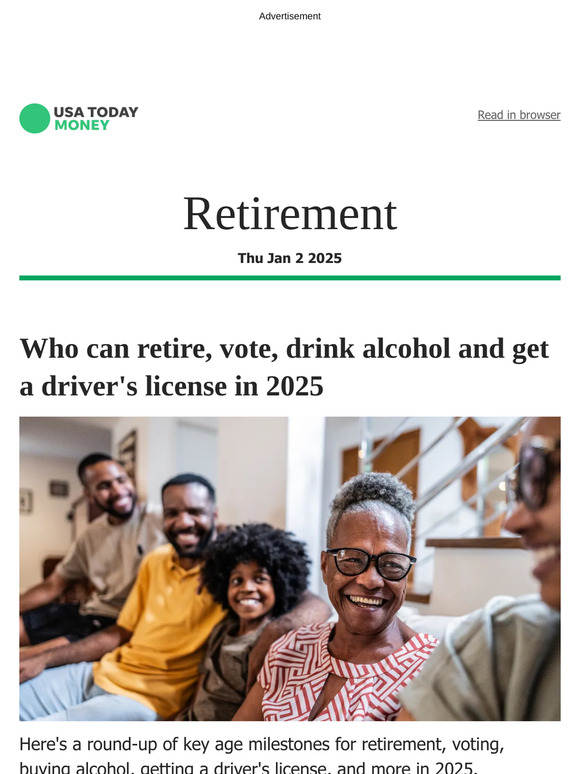 USA TODAY: Retirement: Who can retire, vote, drink alcohol and get a ...