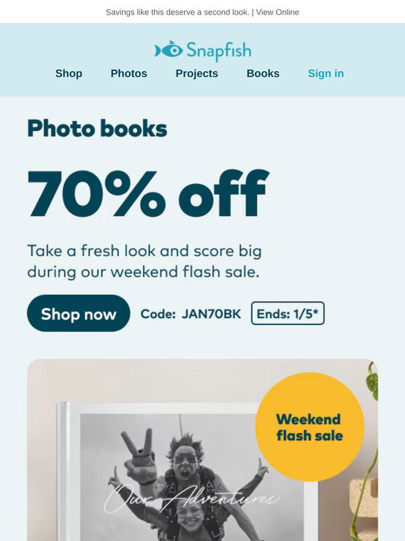 Snapfish: 📣 Your custom photo book is calling—and it’s 70% off! | Milled