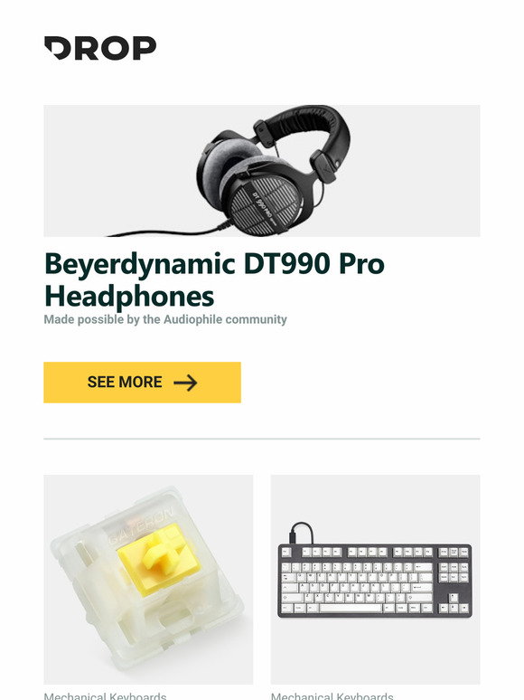 Drop: Beyerdynamic DT990 Pro Headphones, Gateron KS-3 Milky Yellow Pro ...