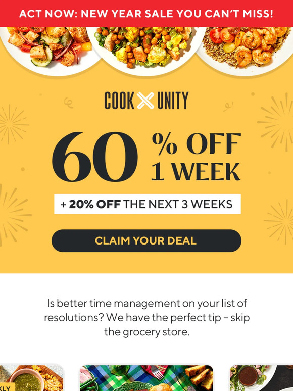 Cook Unity: 60% off: Your easiest 2025 meal solution 🍽️ | Milled