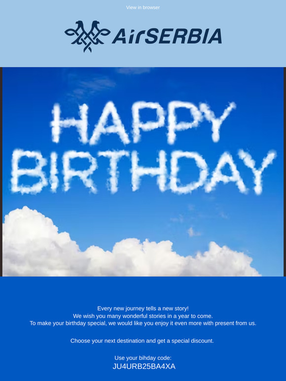 Air Serbia: — ️ Air SERBIA wishes you Happy Birthday! ️ | Milled
