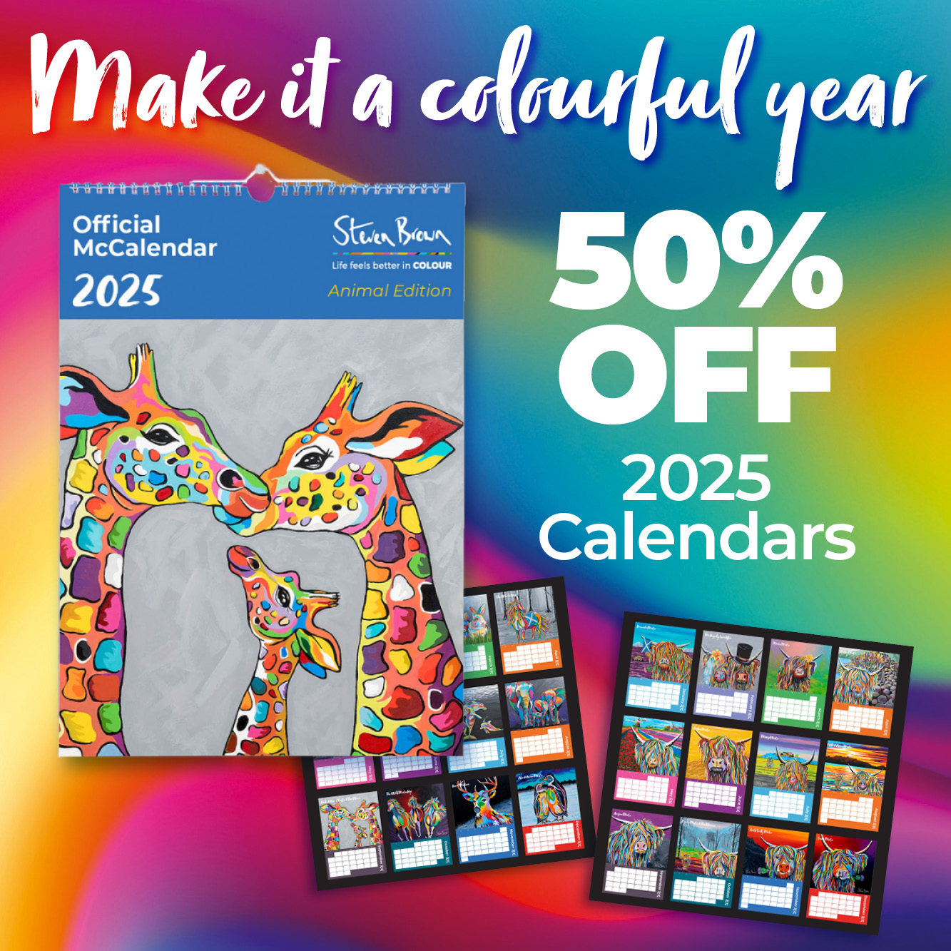 Steven Brown Art: 50% OFF Calendars Ends Tomorrow! 🐮🌈🦒 | Milled