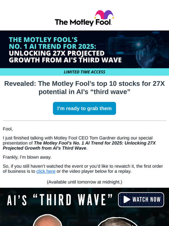 The Motley Fool: Our top 10 stocks for AI’s “third wave” 27X growth potential | Milled