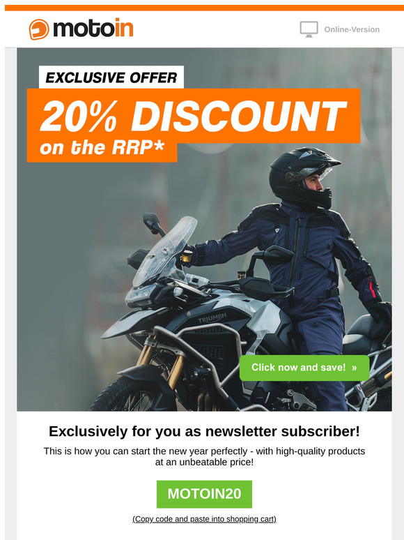 Motoin: New offer: 20% discount on RRP | Milled