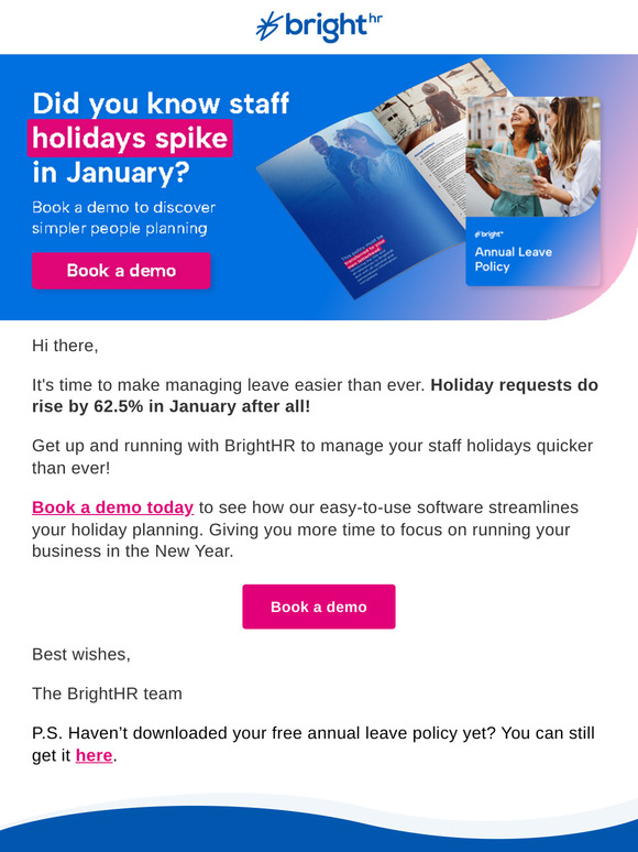 BrightHR: Annual leave policy Now let’s demo the easy way to manage it ...