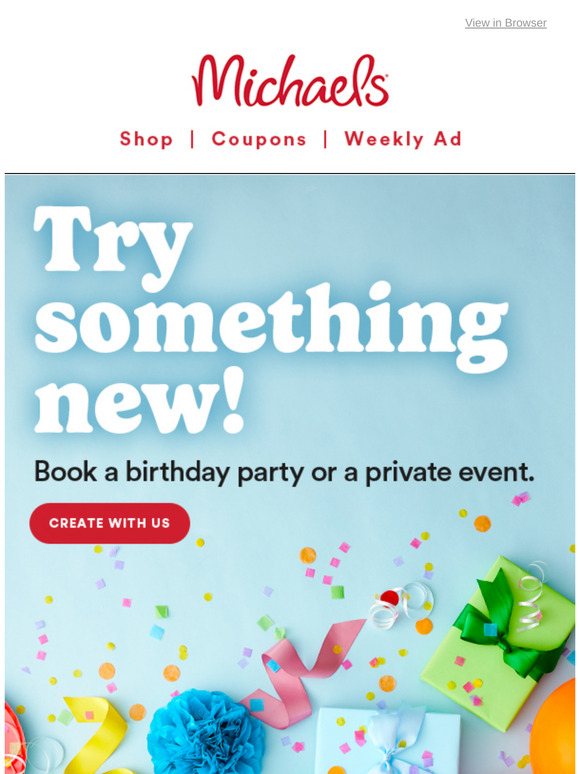 Michaels: BOOK NOW: Ring in 2025 with Michaels Parties. 🎊 | Milled