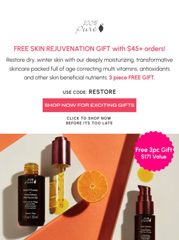 100 Percent Pure: Time-Sensitive: Your Free Skin Rejuvenation Set | Milled