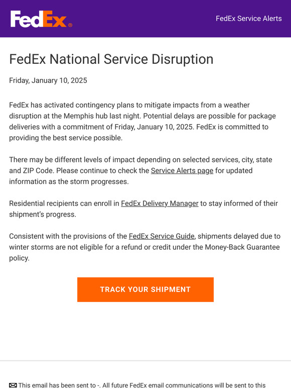 FedEx: FedEx Service Alerts: National Service Disruption | Milled