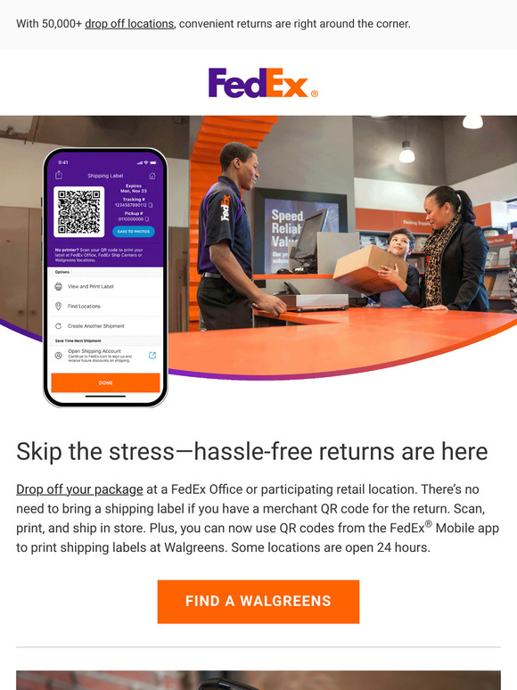 FedEx: Ship or return with a QR code | Milled