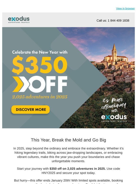 Exodus Travels: 2025: Break Boundaries, Embrace New Adventures | Milled