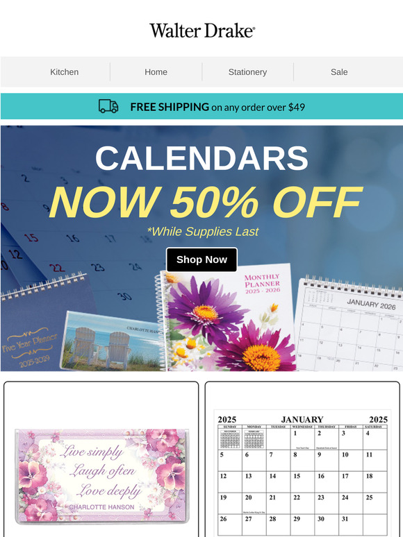 Walter Drake: Limited Time: 50% Off 2025 Calendars! | Milled