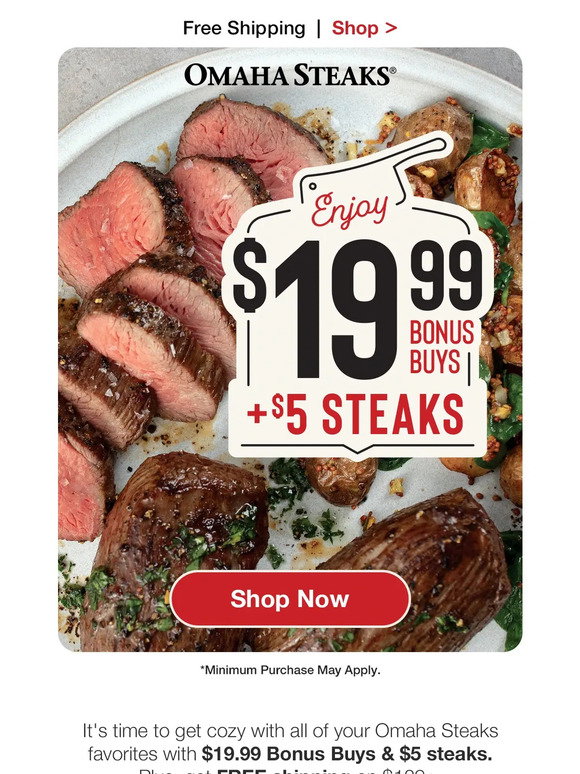 Omaha Steaks: Did somebody say $19.99 Bonus Buys & $5 steaks? | Milled
